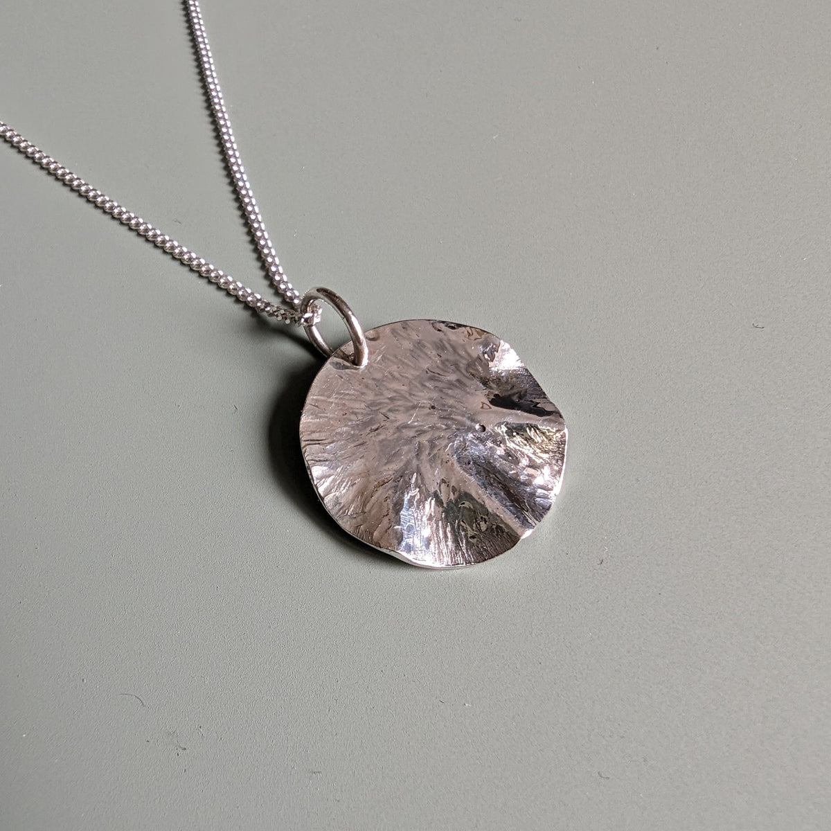 Eco Silver Textured Round Pendant | 20 mm Circle | Recycled Sterling S ...