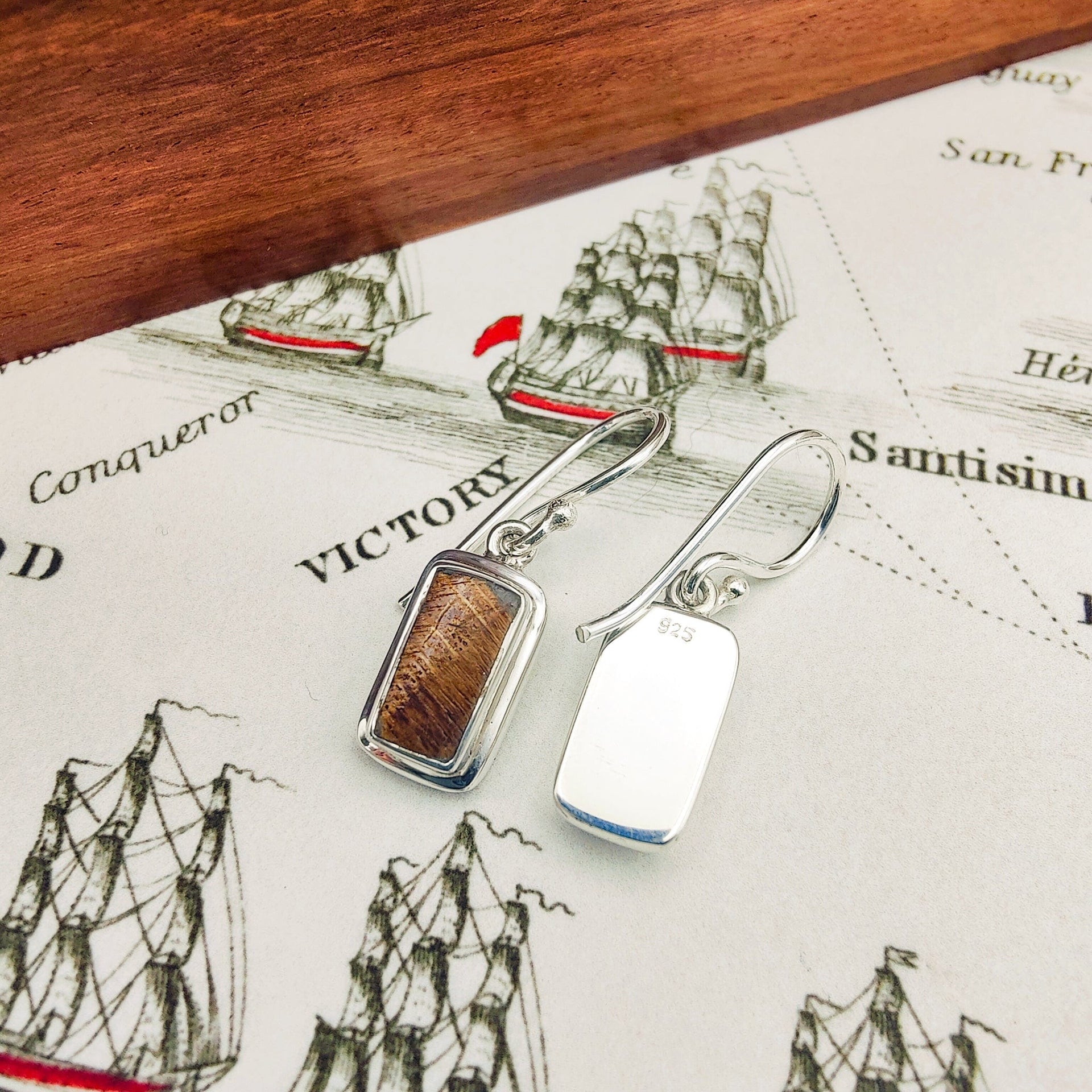 HMS Victory Reclaimed Oak Earrings | Nautical Gift | Sterling Silver ...