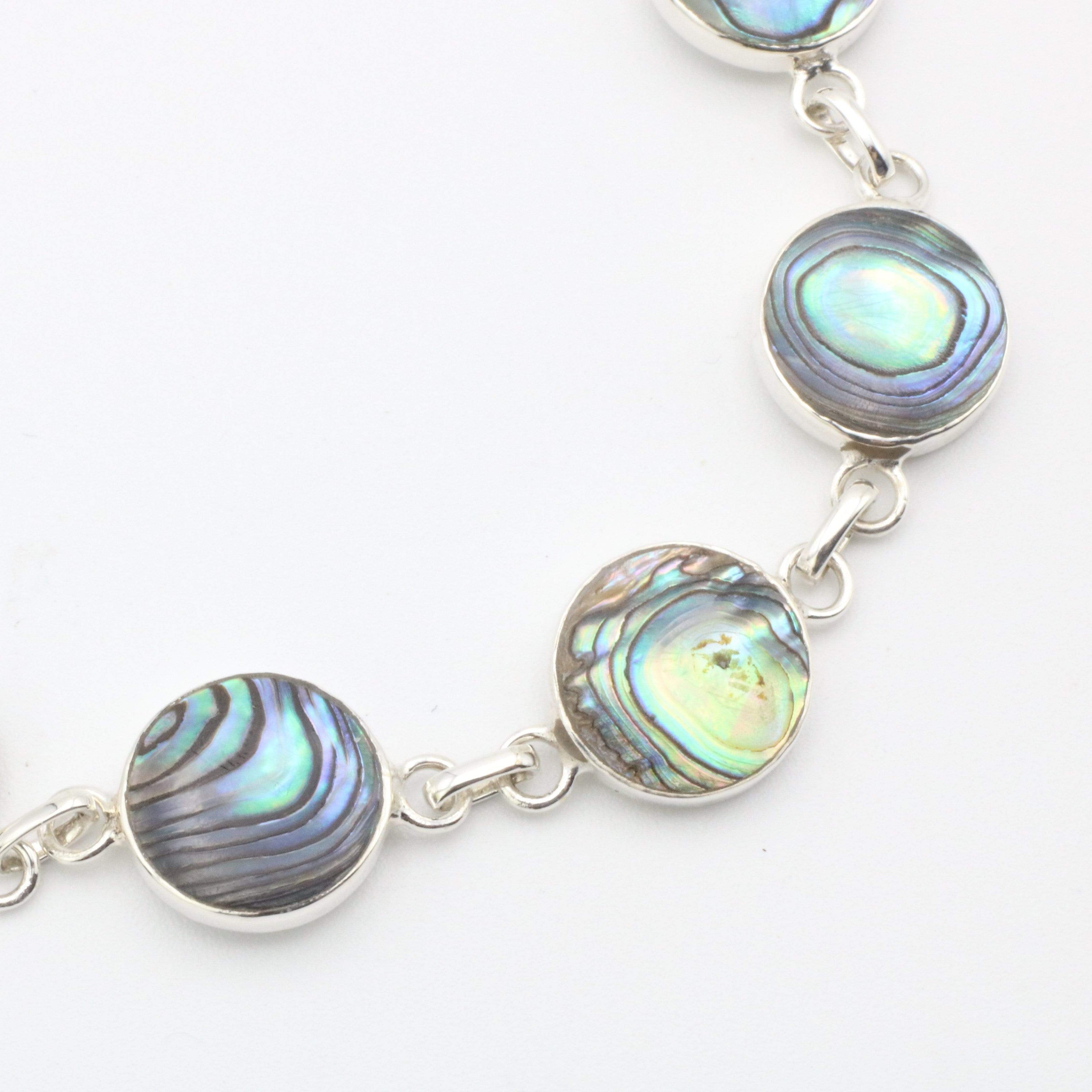 Abalone Shell Bracelet | Eight 8mm Round Shells | Sterling Silver ...