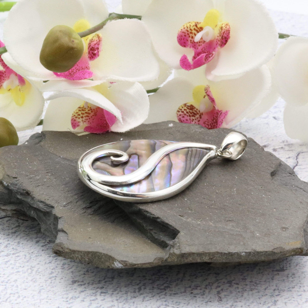 Abalone Shell Pendant | Teardrop with Swirl | Sterling Silver – Hepburn ...
