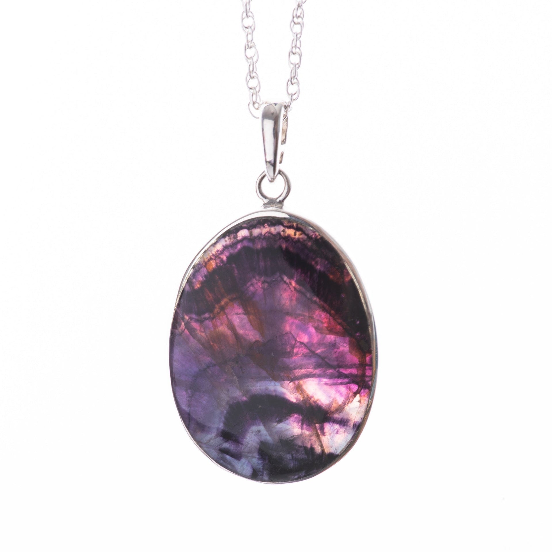 Blue John Pendant | Tree of Life | Oval | Sterling Silver Jewellery ...