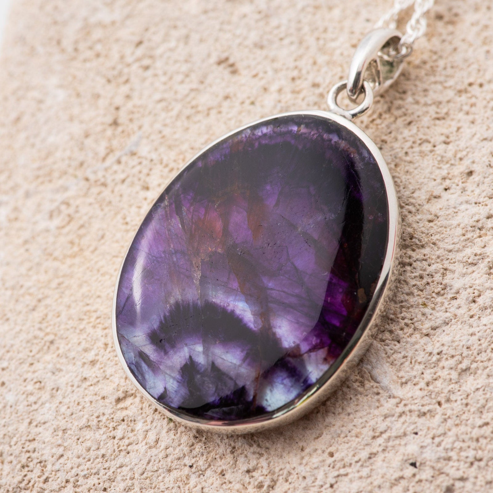 Blue John Pendant | Tree of Life | Oval | Sterling Silver Jewellery ...