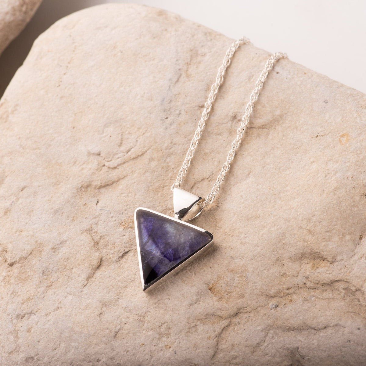 Blue John Pendant | Blue John Triangle Necklace | Sterling Silver ...