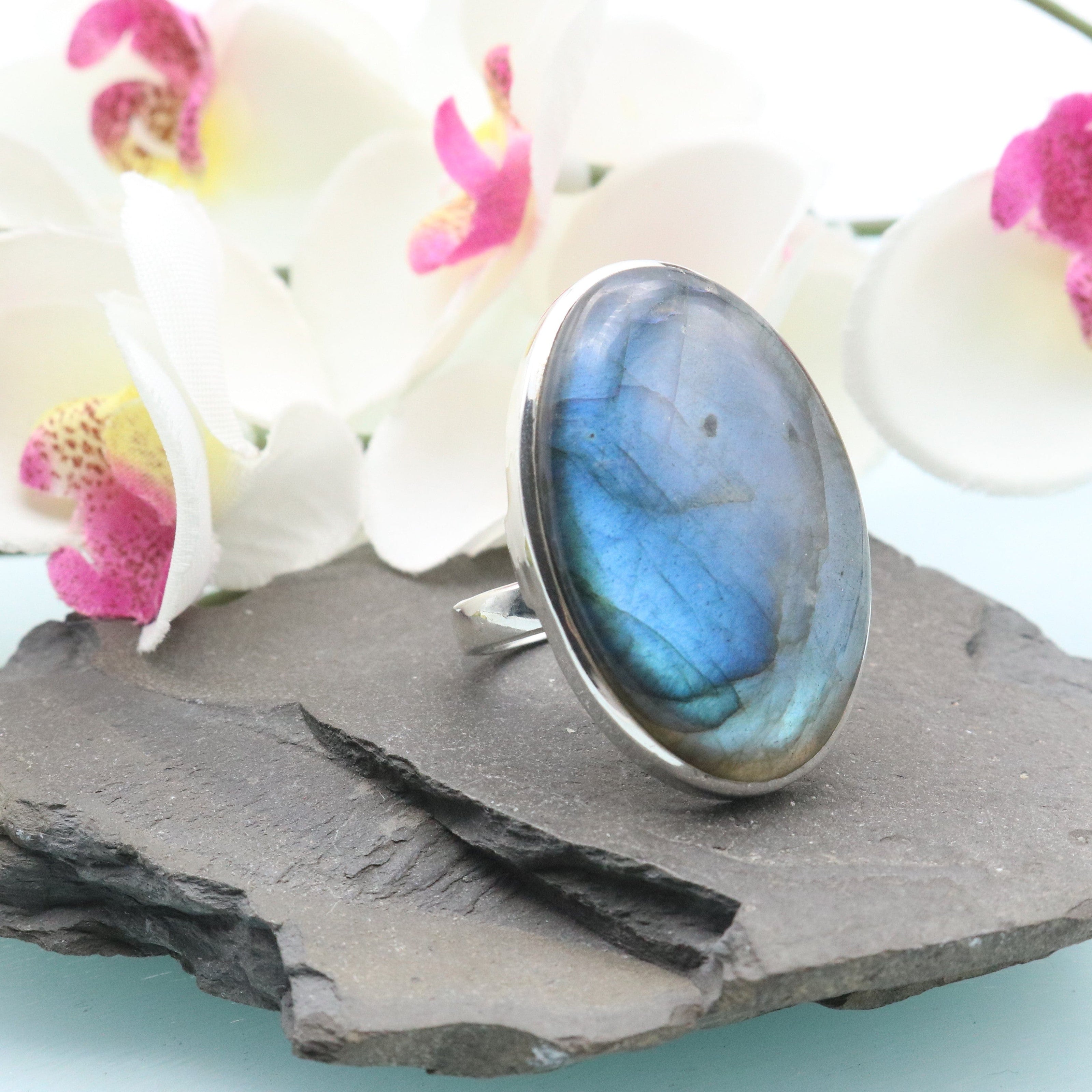 Labradorite Ring | Large Oval | Sterling Silver – Hepburn & Hughes