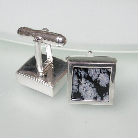 Snowflake Obsidian Cufflinks | Sterling Silver – Hepburn & Hughes